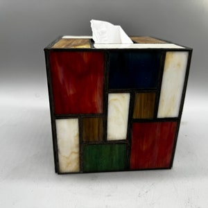Patchwork - Stained Glass Tissue Box Cover - Etsy