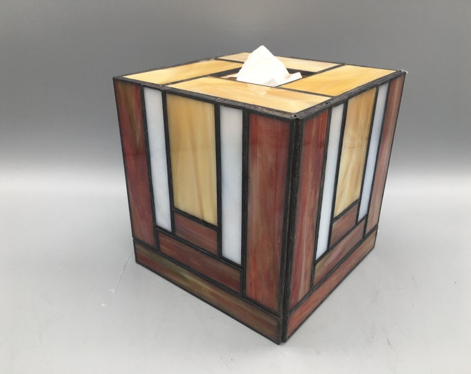 Colonial Stained Glass Tissue Box Cover - Etsy