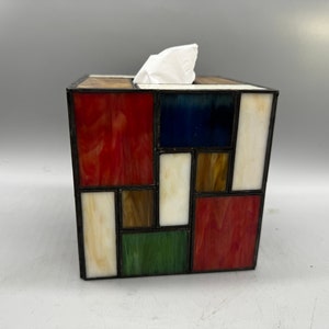 Patchwork - Stained Glass Tissue Box Cover - Etsy