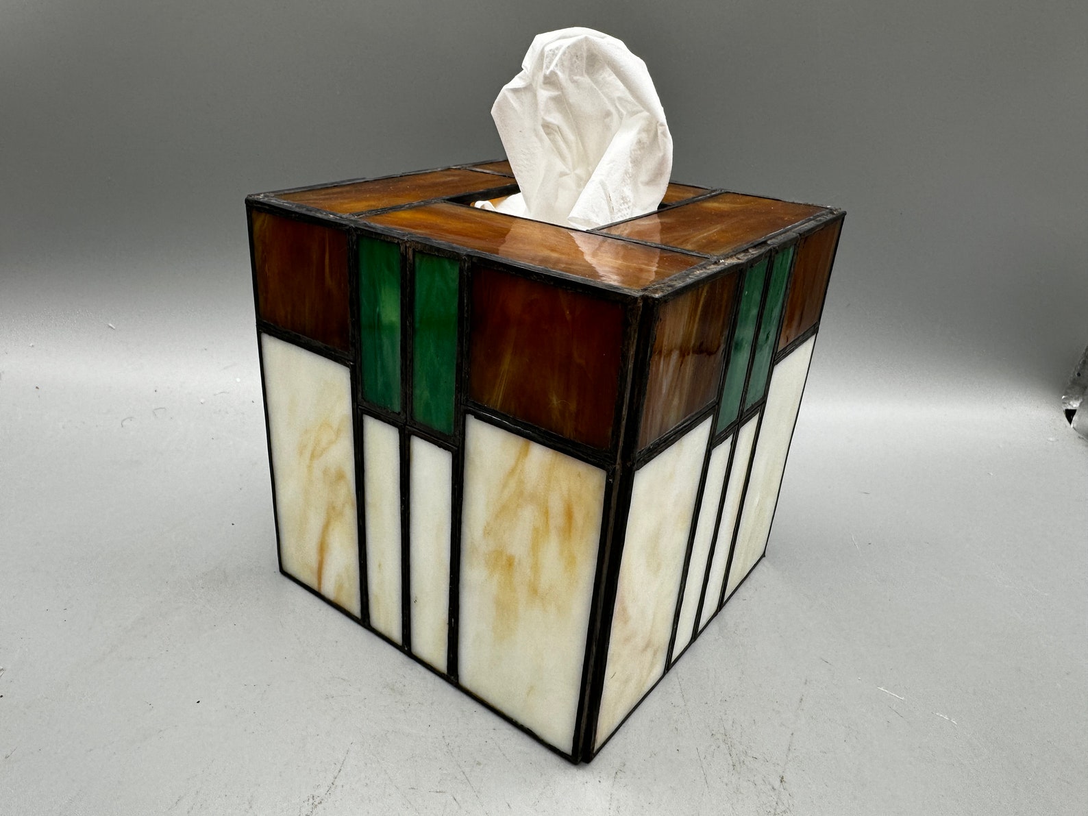 Craftsman Style Stained Glass Tissue Box Cover - Etsy UK