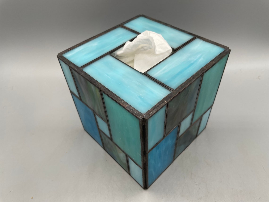 Lagoon Stained Glass Tissue Box Cover - Etsy