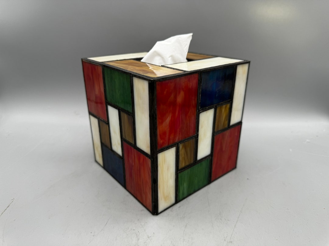 Patchwork Stained Glass Tissue Box Cover - Etsy