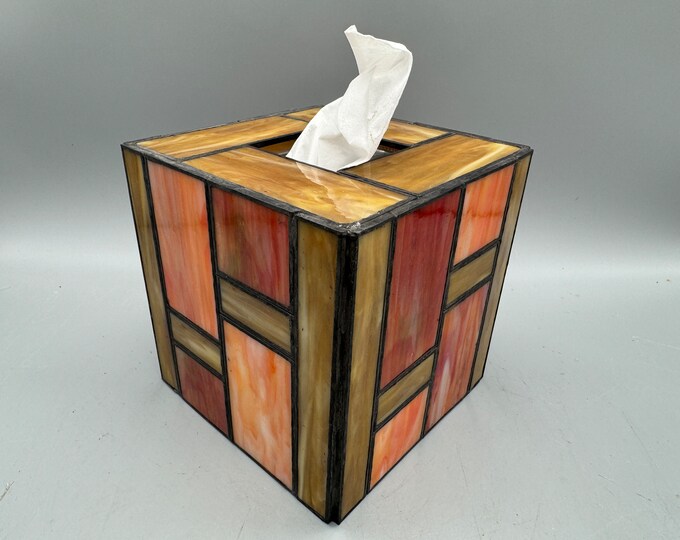 Fall Colors - Handcrafted Stained Glass Tissue Box Cover - Etsy