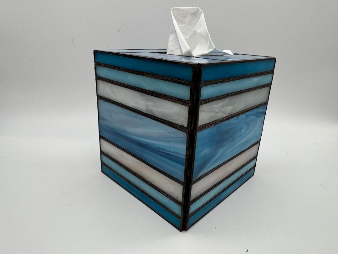 Blue Skies - Handcrafted Stained Glass Tissue Box Cover - Etsy