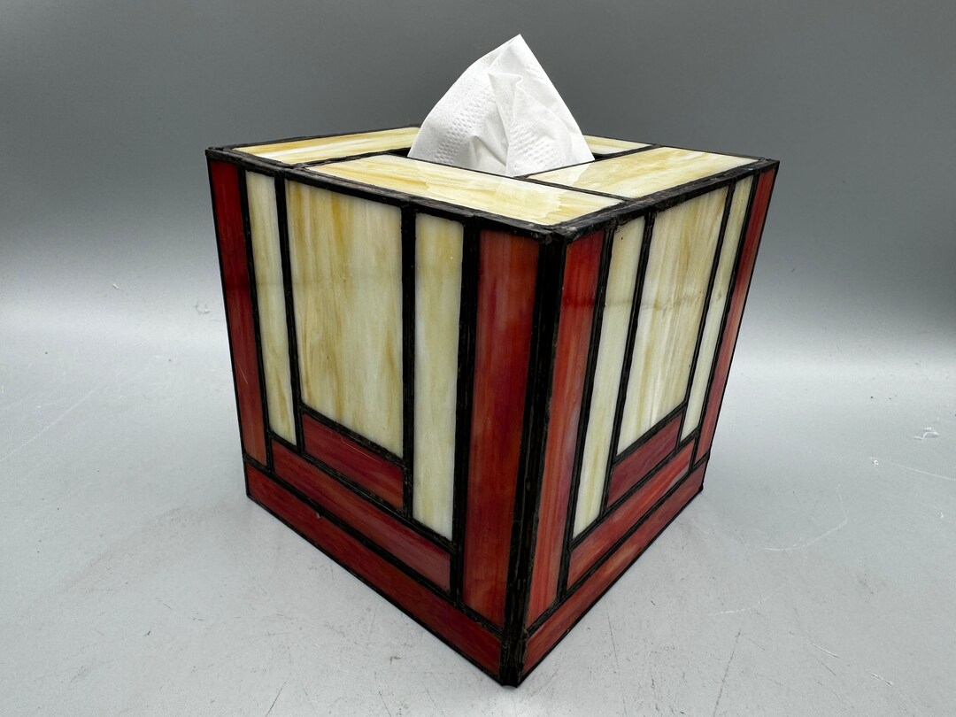 Colonial Stained Glass Tissue Box Cover - Etsy