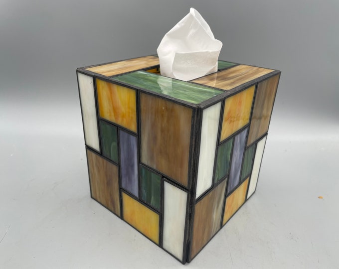 Tuscan Stained Glass Tissue Box Cover - Etsy