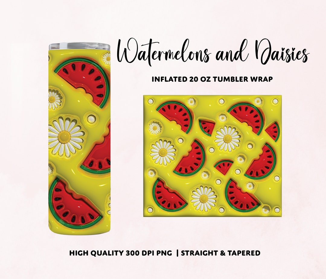 Watermelon Daisy 20oz Tumbler Wrap: 3D Design (digital Download) - Etsy
