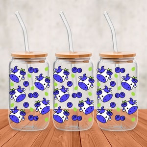 Cow Can Glass Wrap 16oz, Blueberry Fruit Svg, Cow Face Svg, Animal ...