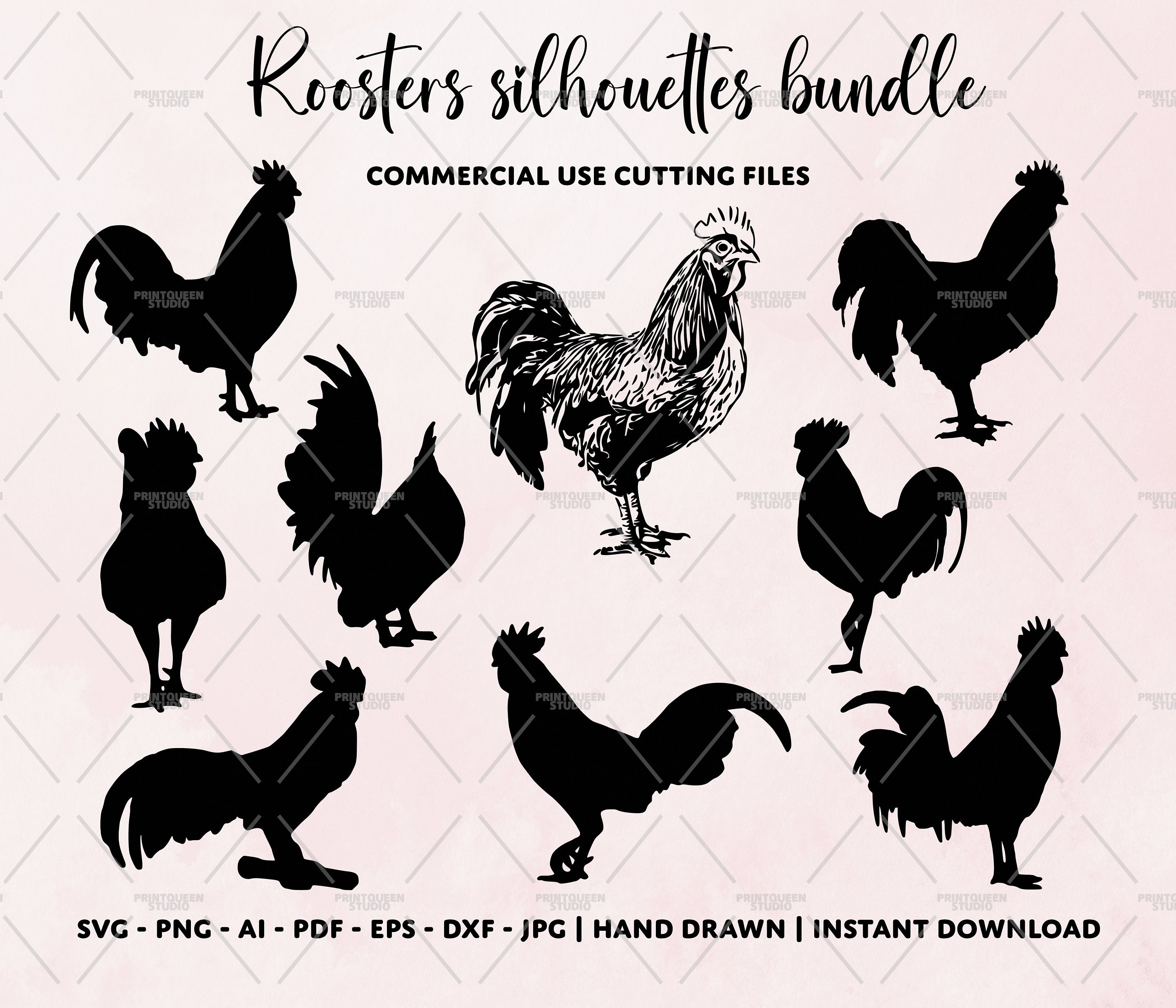 Silueta de gallo SVG, silueta de gallo única, pollo SVG para ...