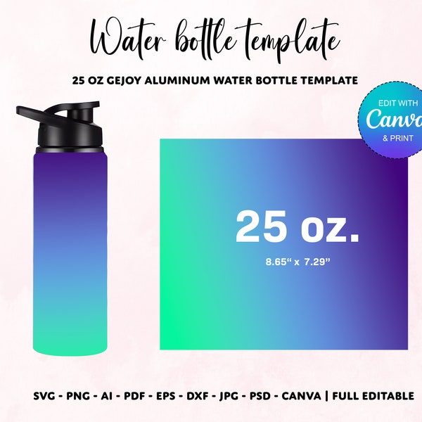 25 Oz Water Bottle Svg Template - Etsy