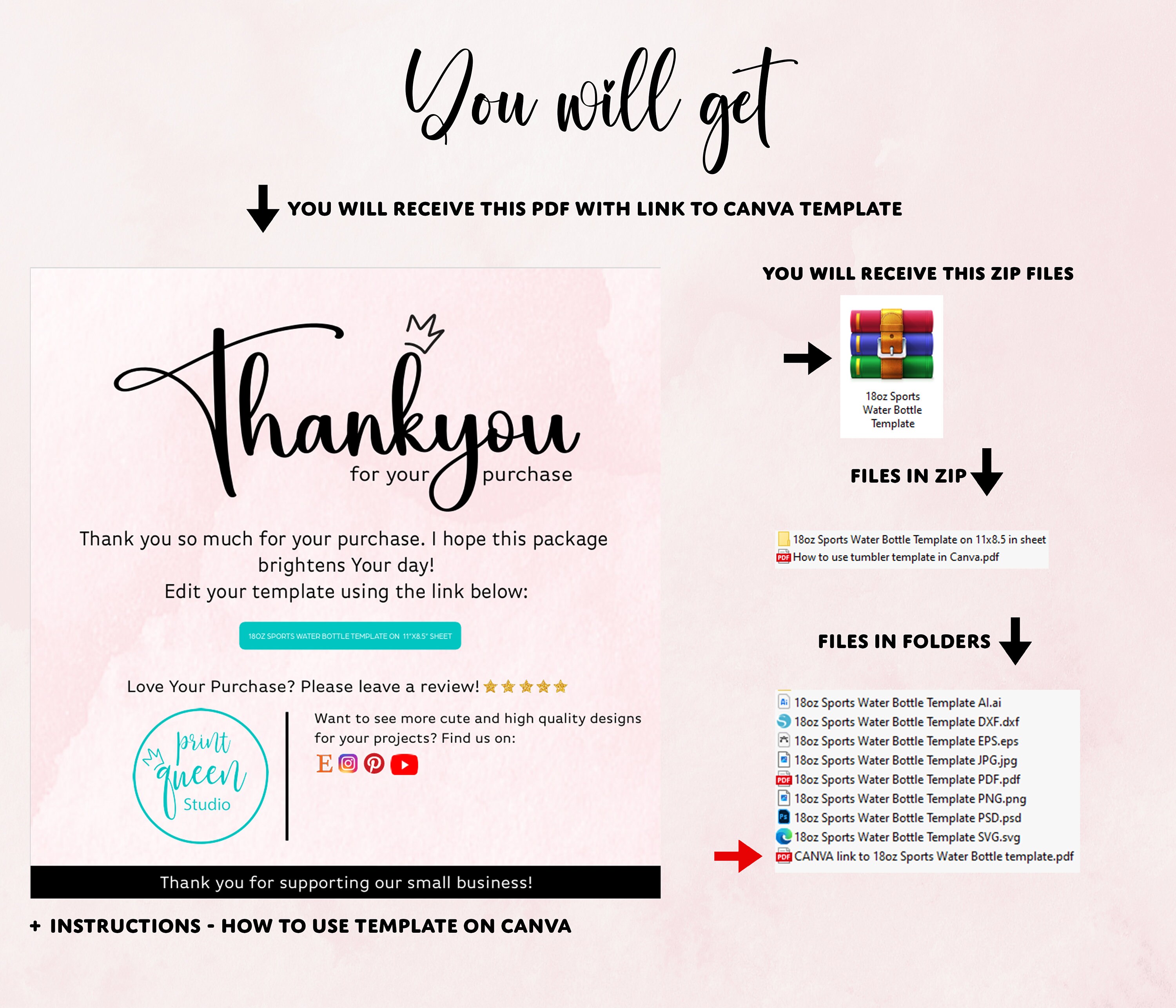 18oz Sports Water Bottle Tumbler Template: Sublimation Design (canva ...