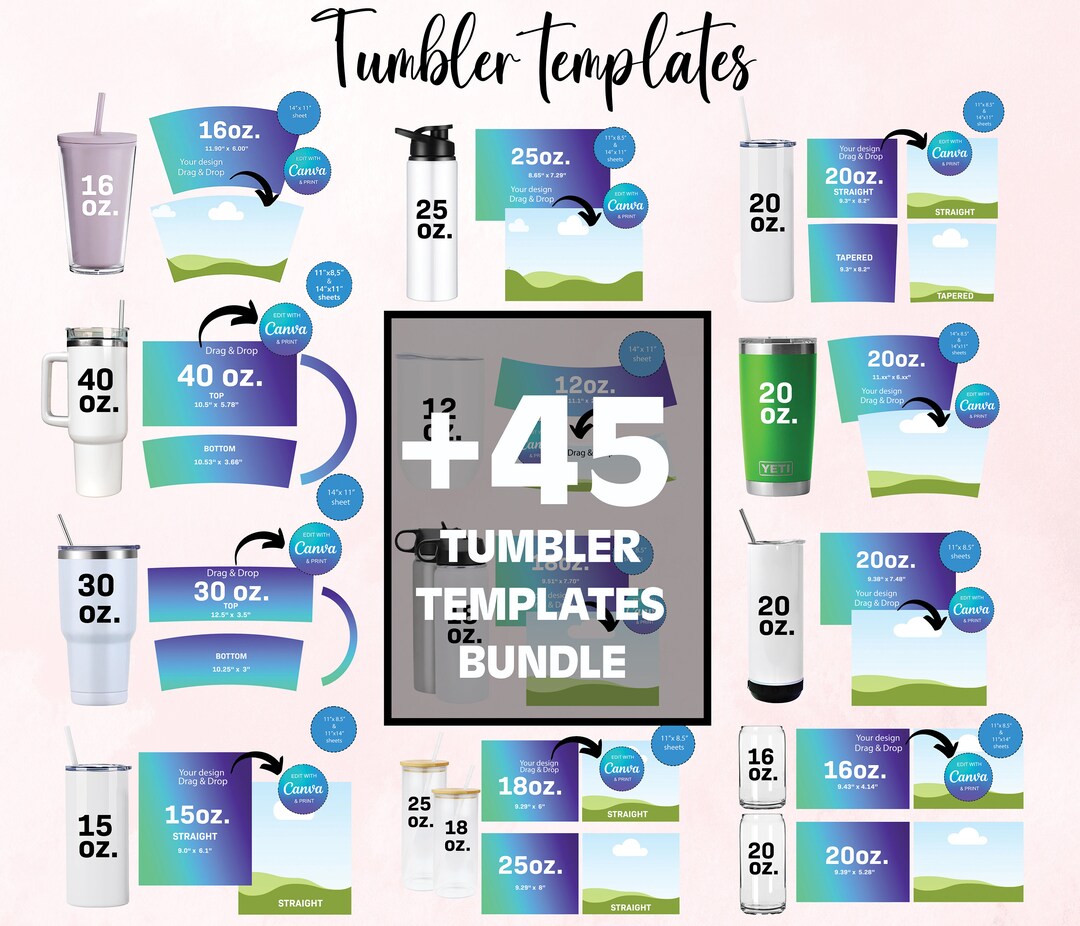 Tumbler Templates Bundle, 40oz Tumbler Template, 20oz and 30oz Tumbler ... Tumbler Templates Bundle, 40oz Tumbler Template, 20oz and 30oz Tumbler ...