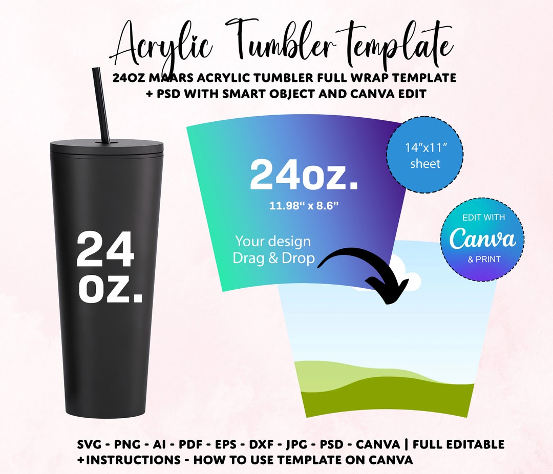 24oz Acrylic Tumbler Template: Sublimation Design (digital Download) - Etsy