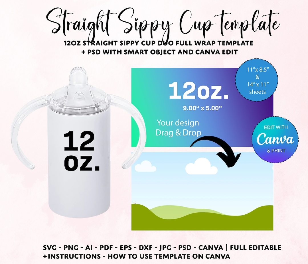 12 Oz Sippy Cup Template: Sublimation Wrap Design (digital Download) - Etsy