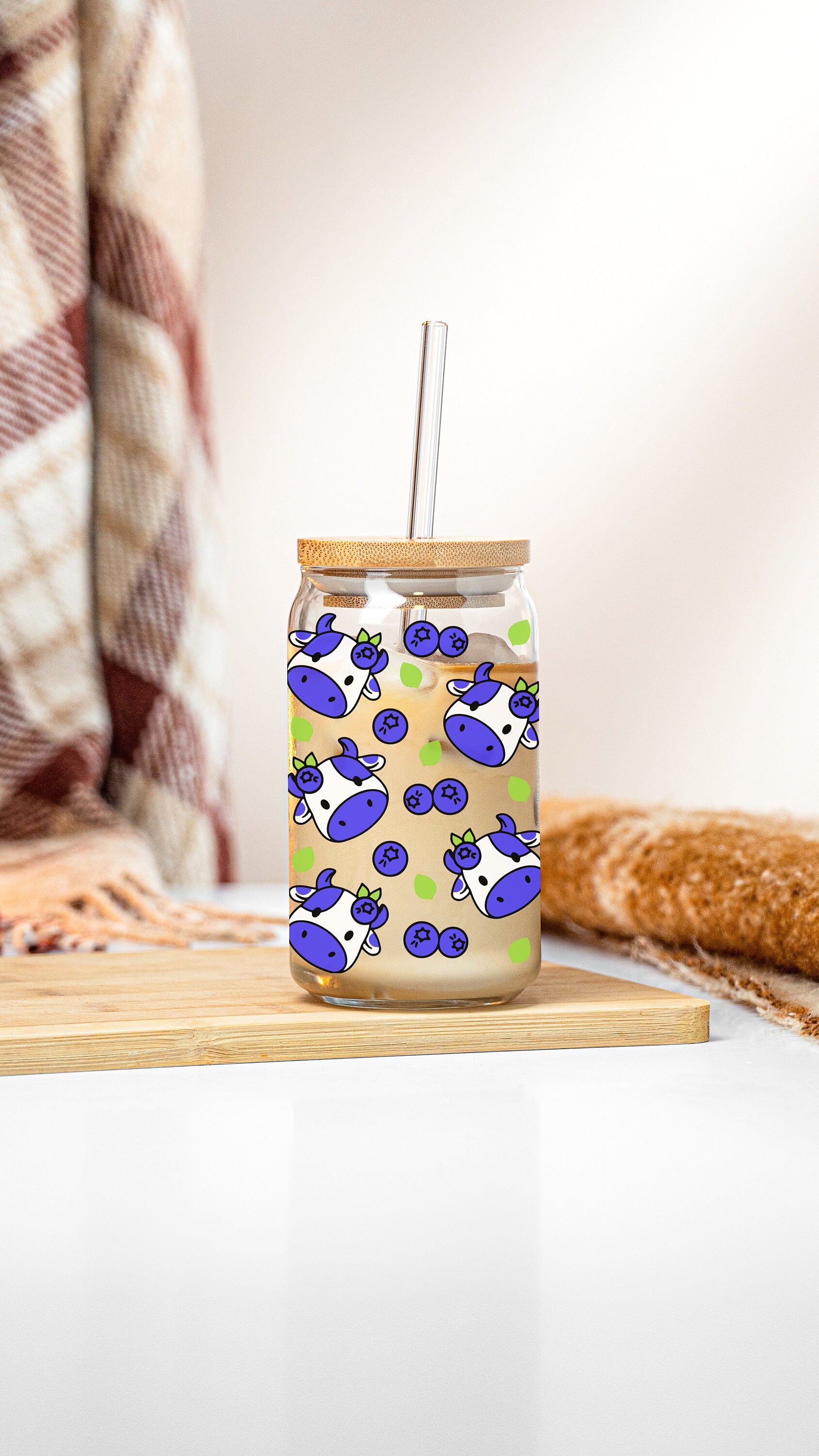 Cow Can Glass Wrap 16oz, Blueberry Fruit Svg, Cow Face Svg, Animal ...