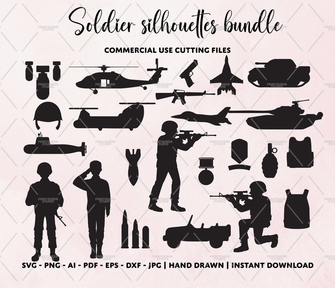 Soldier Silhouette Svg Bundle Pack, Soldiers Svg, Military SVG Bundle ...