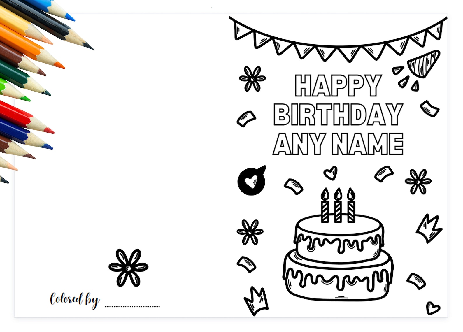 Printable Coloring Birthday Card for Kids (canva Template) - Etsy