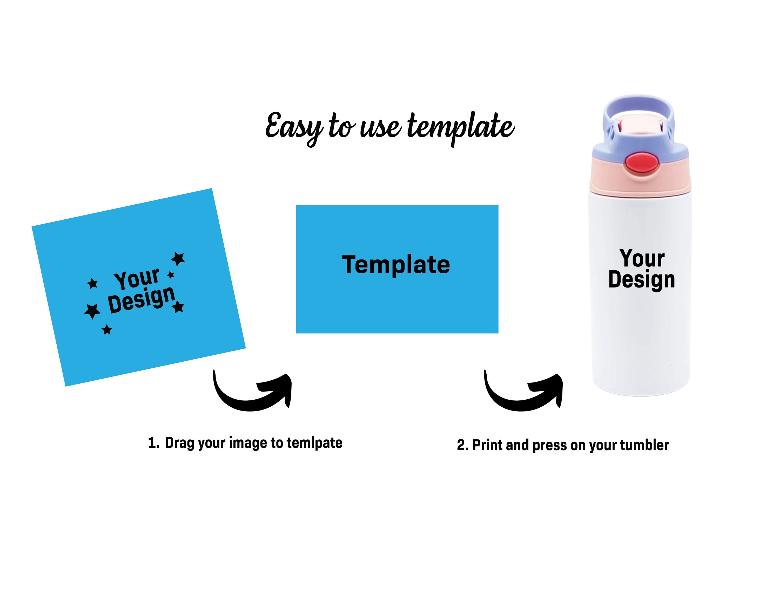 12oz Kids Water Bottle Tumbler Template: Canva Sublimation (digital ...