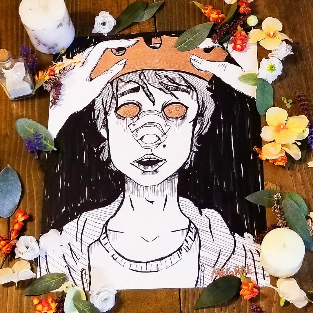 Crowning of King Paimon Hereditary Fan Art Ink Drawing Print 11x14 ...