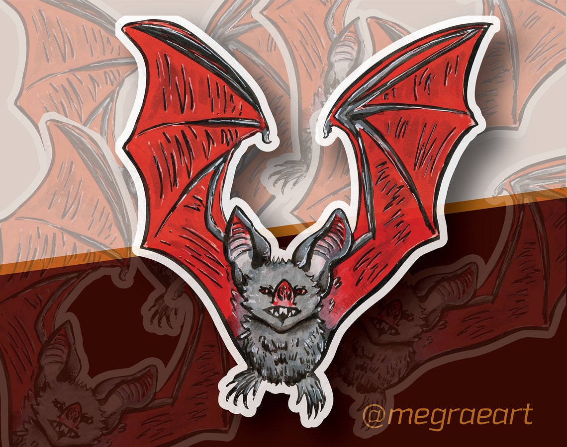 BAT Art Sticker Dark Gothic Vampire Bat Printed Decal - Etsy