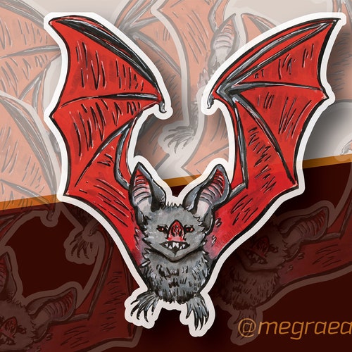 BAT Art Sticker Dark Gothic Vampire Bat Printed Decal - Etsy