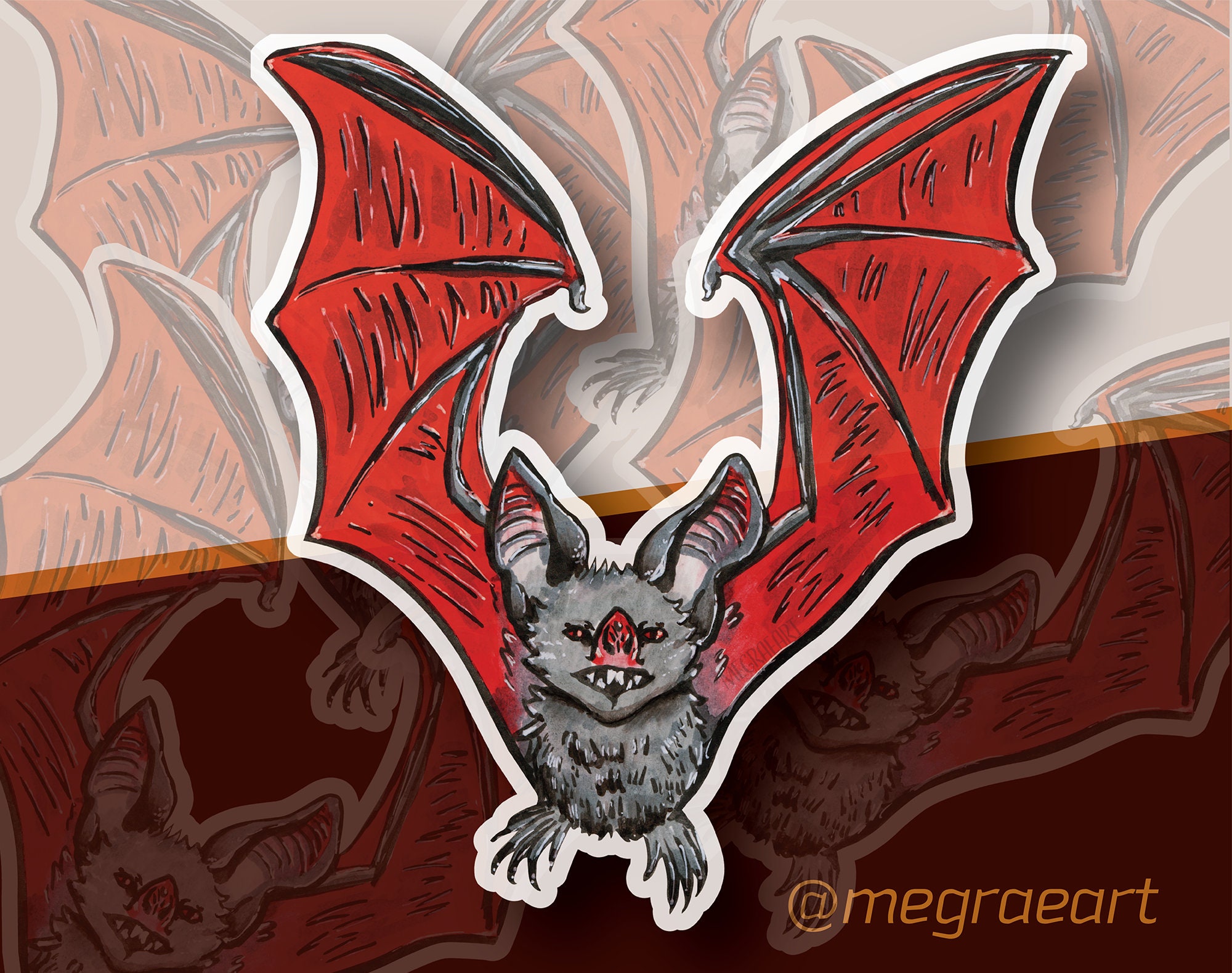 BAT Art Sticker Dark Gothic Vampire Bat Printed Decal Sticker Laptop ...