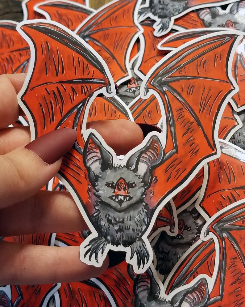 BAT Art Sticker Dark Gothic Vampire Bat Printed Decal Sticker Laptop ...