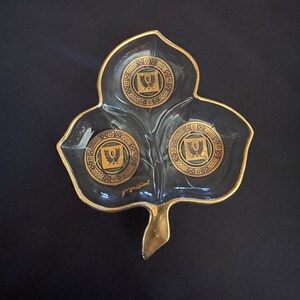 Super Relish Dish by Georges Briard in Leaf Shape and Glass, Gold, and ...