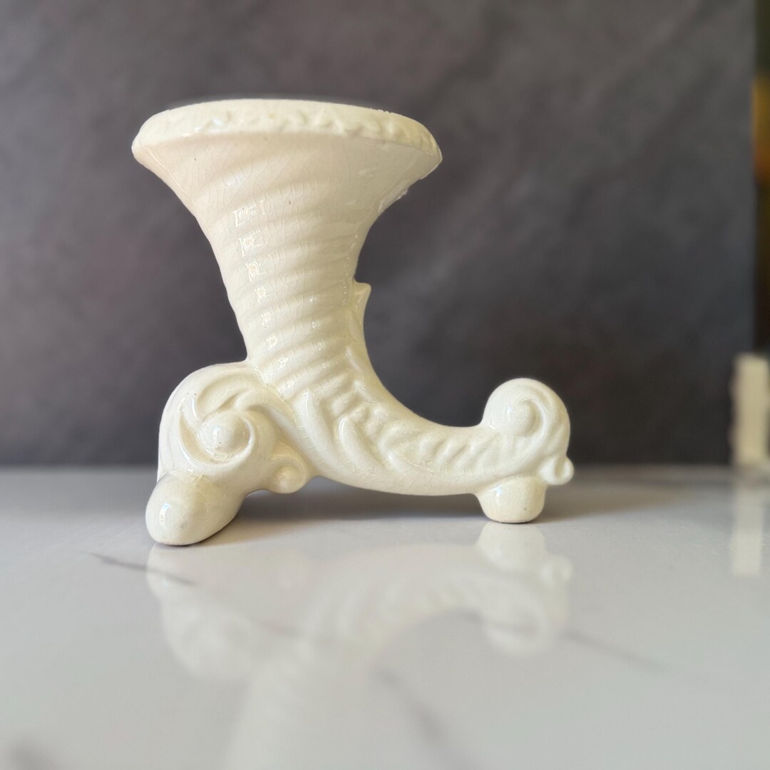 American Pottery White Cornucopia - Small Vase, Big Impact - Etsy