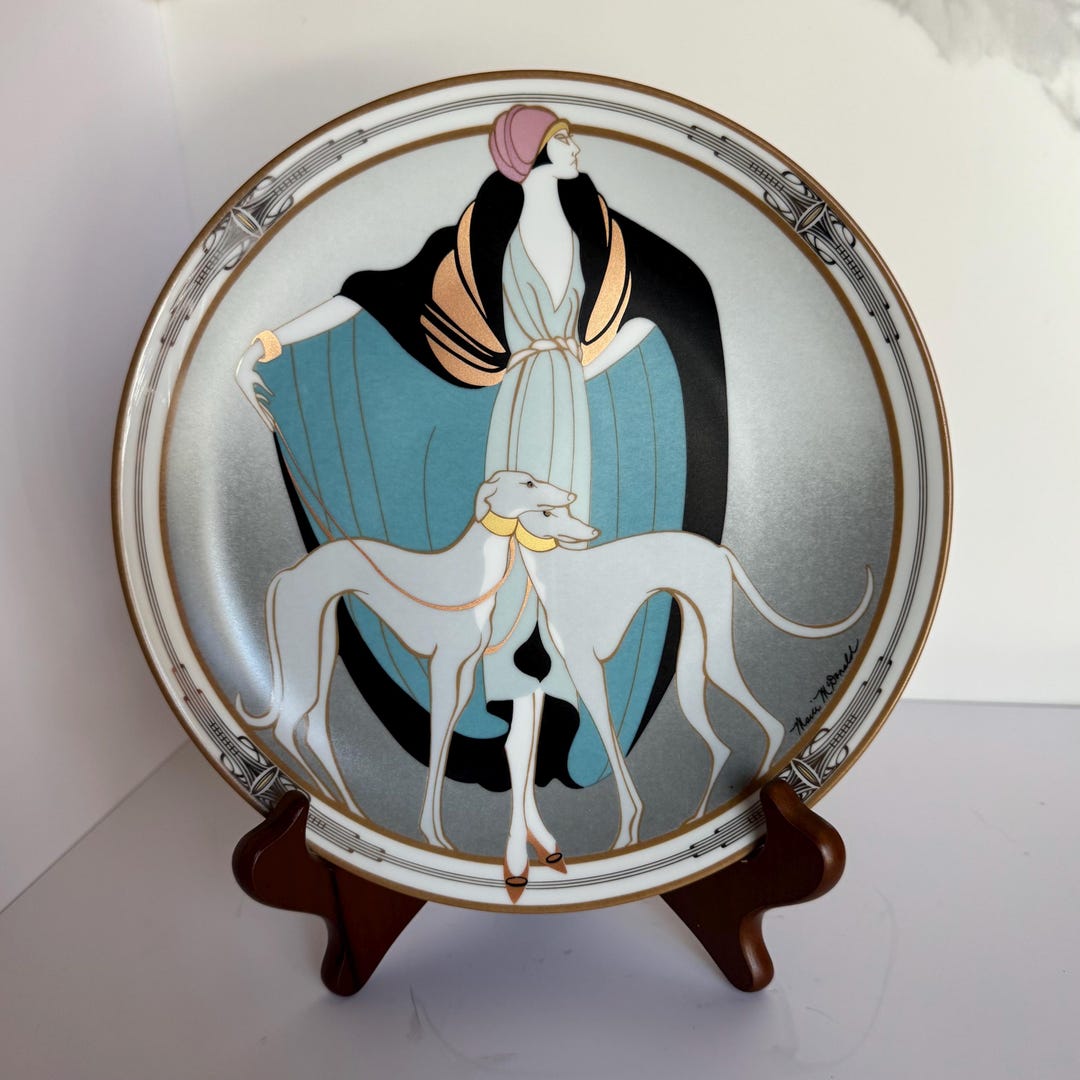 Fabulous Pair of Art Deco Style Decorative Plates "a Flapper With ...