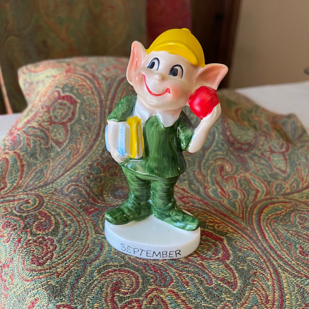 Kitsch September Elf Figurine, Teacher Apple, Made in Japan - Etsy