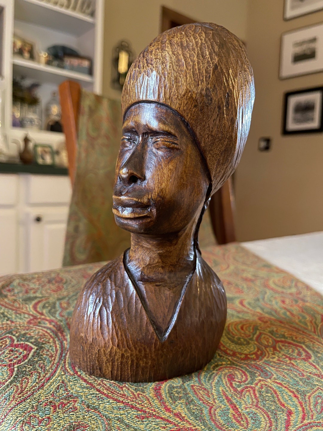Carved Wood African Woman Bust - Folk Art Home Decor - Etsy
