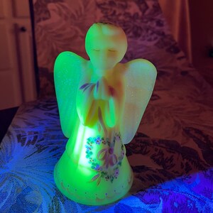 Fenton Burmese Satin Angel, Uranium Glass, Hand Painted Stunning Gift ...