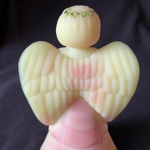 Fenton Burmese Satin Angel, Uranium Glass, Hand Painted Stunning Gift ...