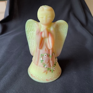 Fenton Burmese Satin Angel, Uranium Glass, Hand Painted Stunning Gift ...
