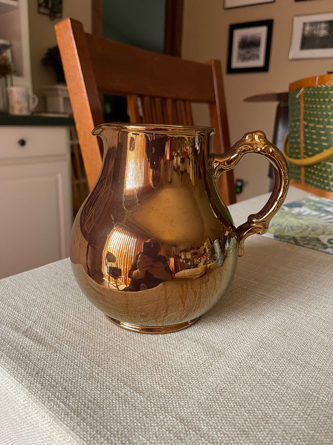 Bulbous Luster Pottery Pitcher, Made in England, the Copper Color is ...