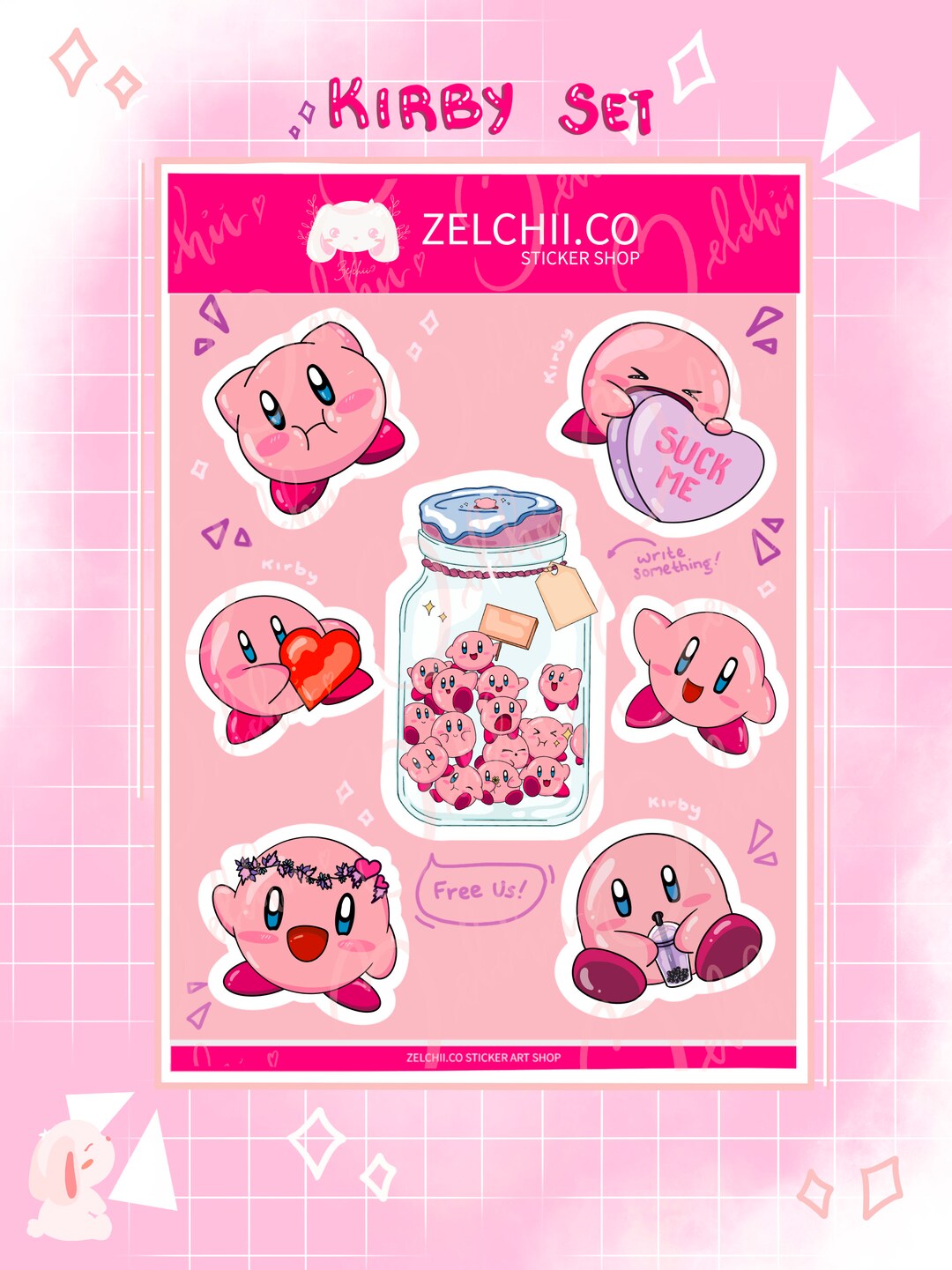 Kirby Stickers, Cute Stickers, Bullet Journal Matte Stickers ...