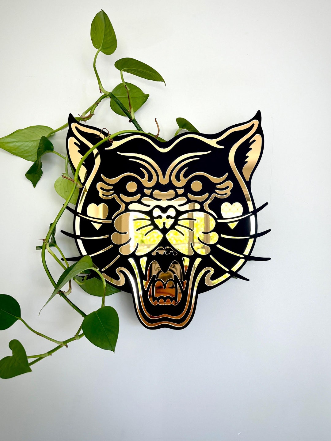 Panther Vase Mirror Wall Hanging Classic Alternative Gothic Home Décor ...