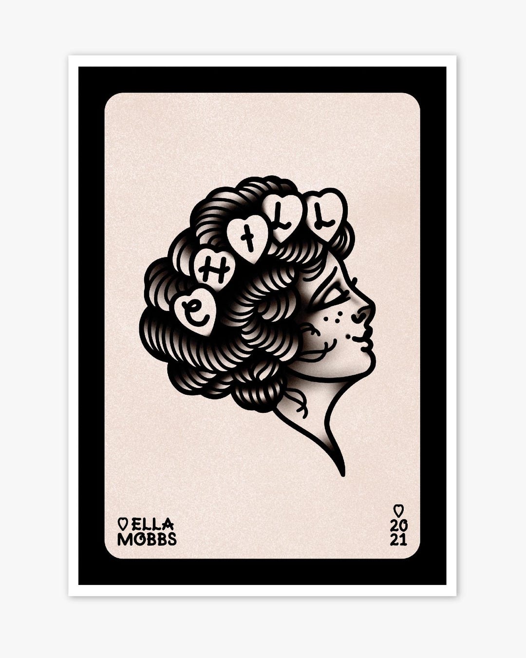 Chill Lady Head Limited Edition Tattoo Flash Print by Ella Mobbs Creep ...