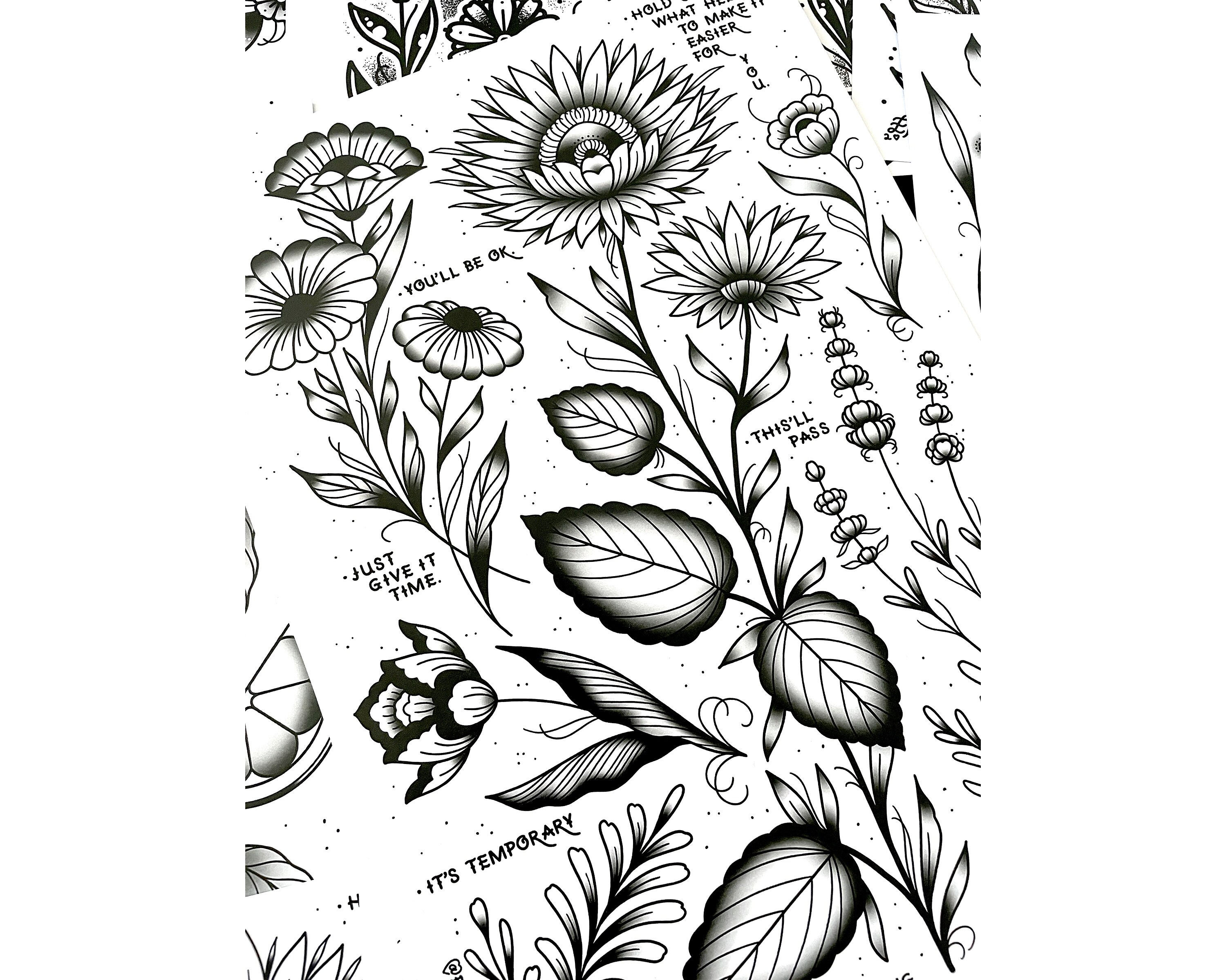 Flowers Traditional Tattoo Flash Style Art Print A4 | Etsy