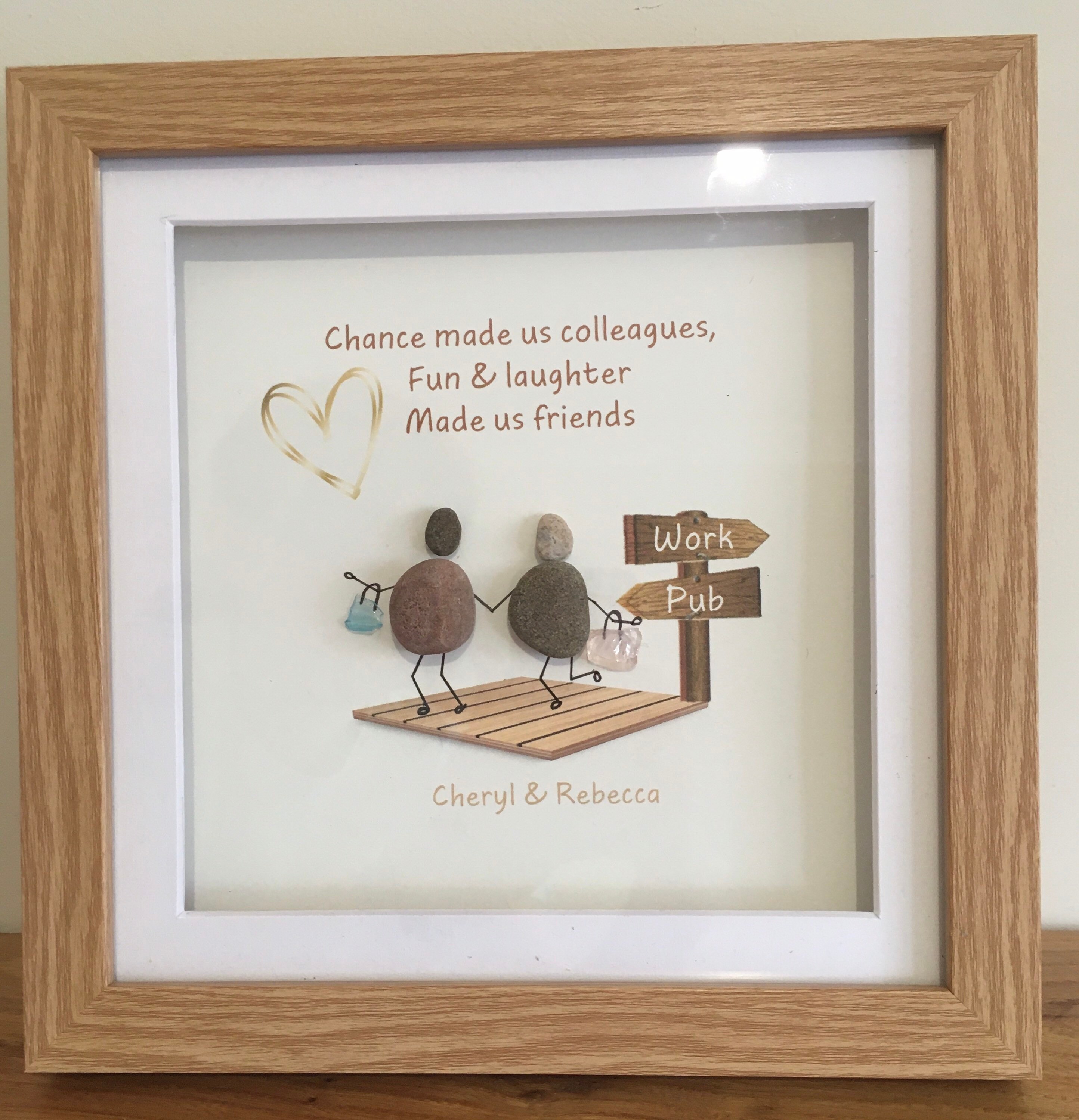 Colleague Pebble Art. 10x8” Leaving Gift. Gifts for Her. Friend Pebble ...