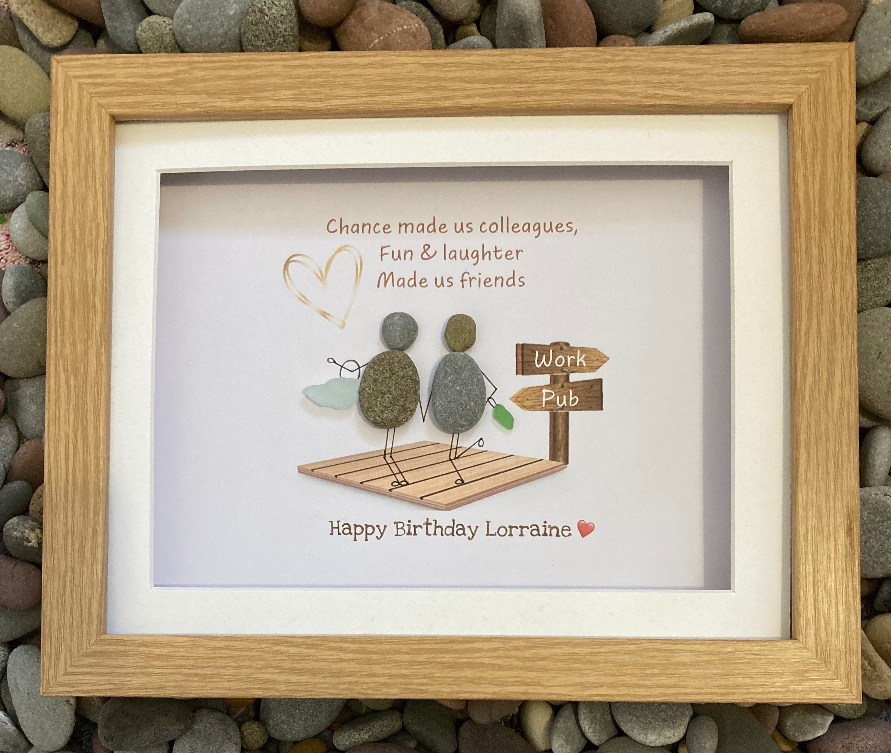 Colleague Pebble Art. 10x8” Leaving Gift. Gifts for Her. Friend Pebble ...