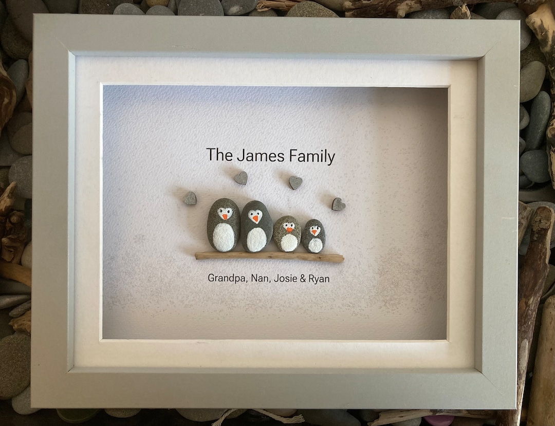 Family Christmas Gift, Christmas Penguin Pebble Art - Etsy