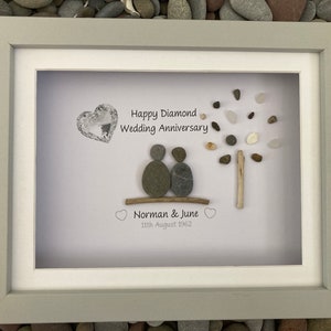 Diamond Wedding Anniversary Gifts. 60th Wedding Anniversary Pebble Art ...