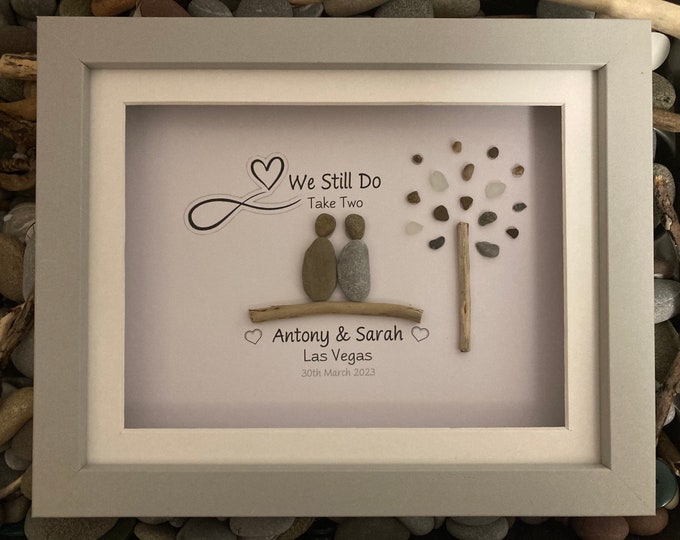 Renewal of Wedding Vows Gift. Personalised Pebble Art With Infinity ...