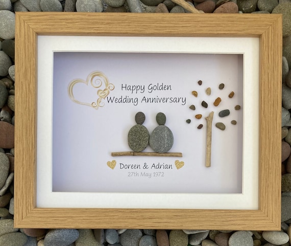 Anniversary Pebble Art: 10x8 Golden Anniversary Tin - Etsy
