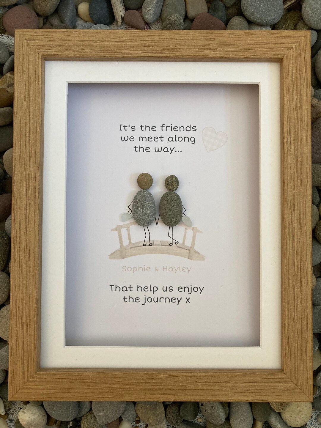 Friend Pebble Picture. Best Friend Pebble Art With Bridge - Etsy