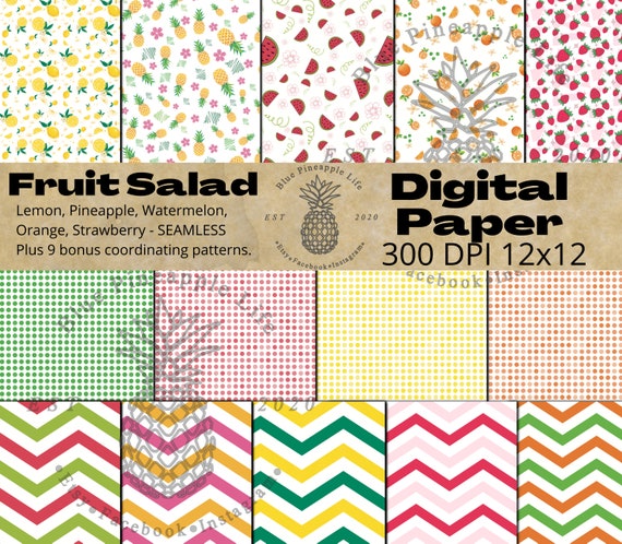 Seamless Digital Paper. Lemon Orange Watermelon Strawberry - Etsy