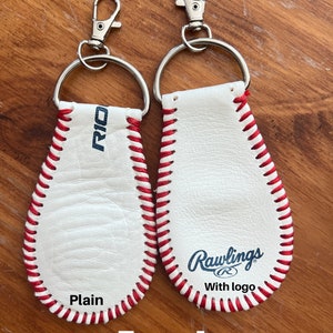 Real Baseball Keychain Personalized Keychain Leather Custom Baseball ...