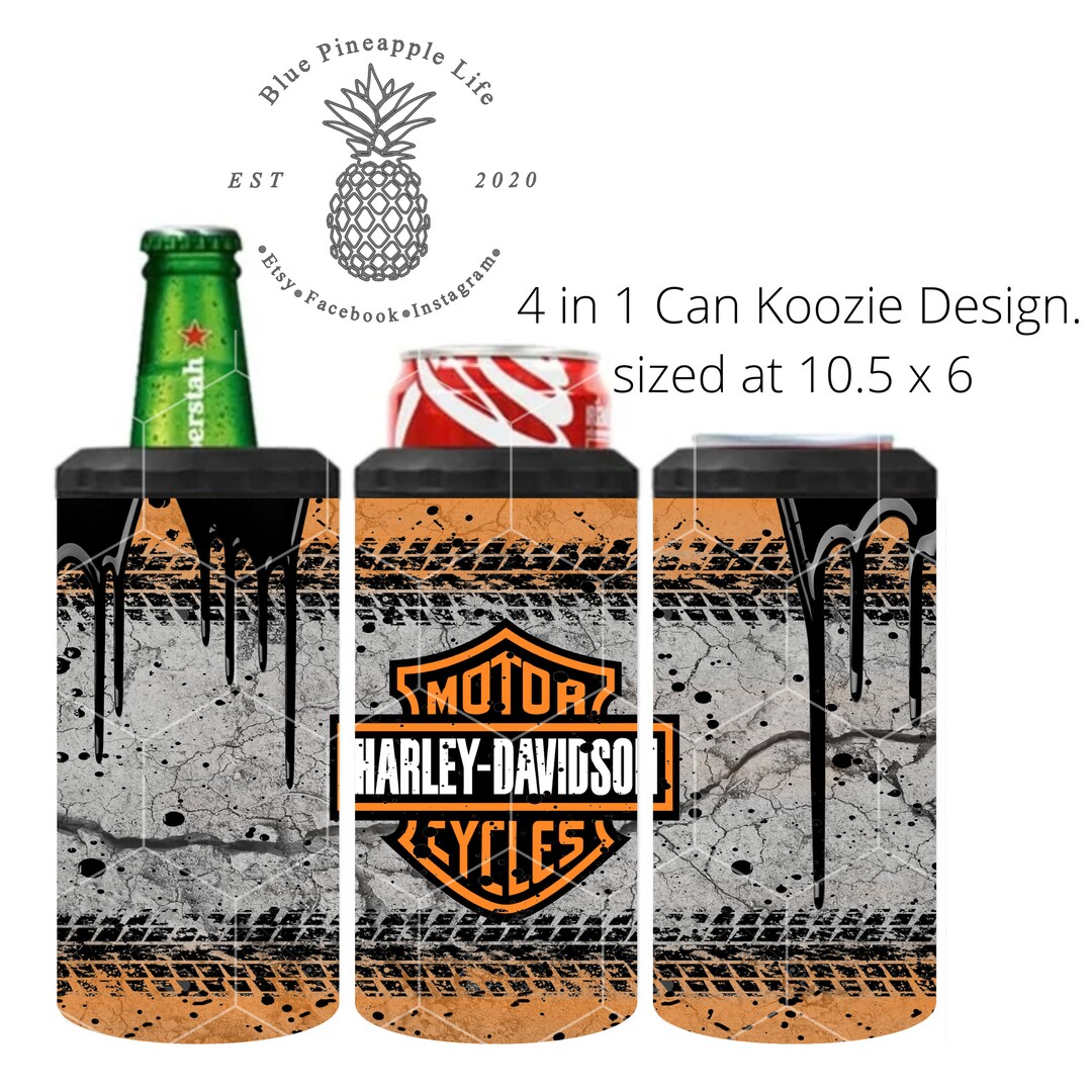 Harley Davidson Can Koozie Design 4 in 1 Can Cooler PNG - Etsy